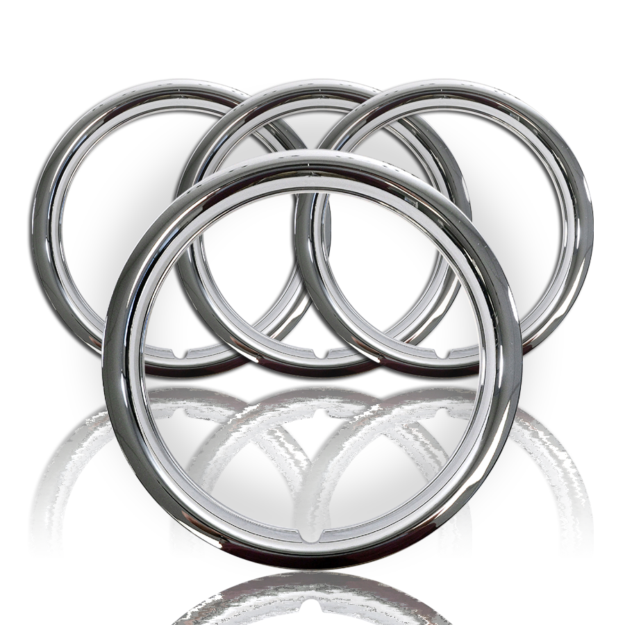 Set of 4 18" Chrome Wheel Rim Trim Rings Beauty Bands Rims Rally Steel ...
